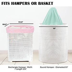 2 Pack Large Mesh Laundry Bag, Heavy Duty Laundry Bags with Drawstring, Laundry Hamper Liner, Machine Washable, for Travel, Storage, Sports, Dorms and Apartment Dwellers, 24 x 36 Inches (Pink+Green)