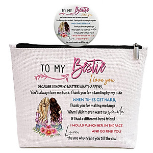 GevGuxLuo Bestie Gifts for Women Best Friend, Birthday Friendship Going Away Gifts for Friends BFF Sister, To My Bestie, I Love You -Makeup Bag Gift for Friend