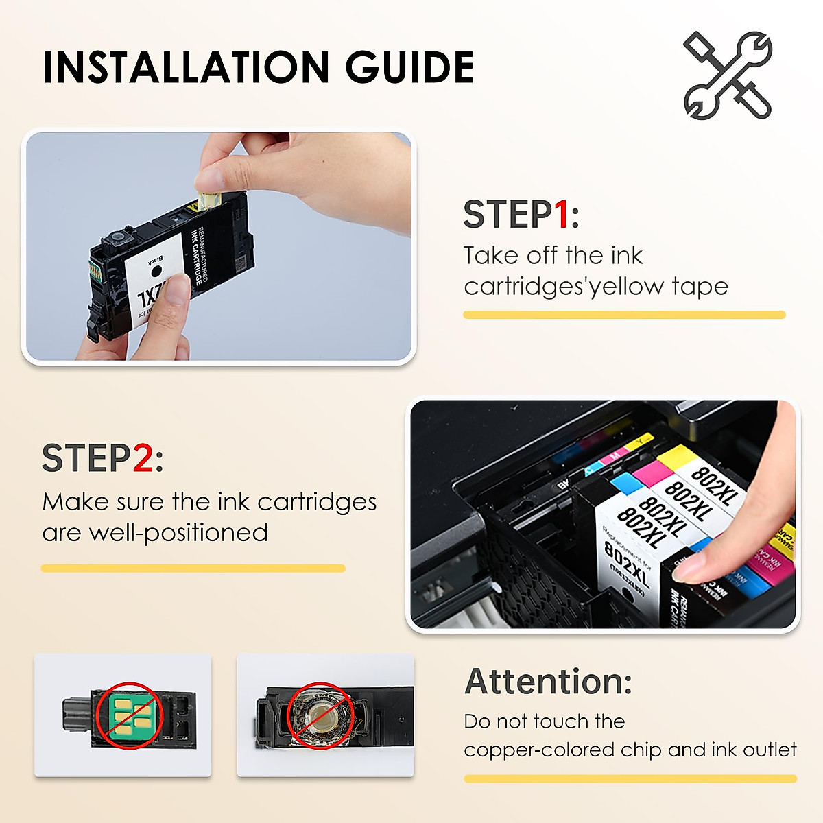 802XL Ink Cartridges Remanufactured 802XL Ink Cartridge Combo Pack Replacement for Epson 802 Ink Cartridges for WF-4720 WF-4730 WF-4734 WF-4740 EC-4040 EC-4030 EC-4020 (Black,Cyan,Magenta,Yellow) 4P