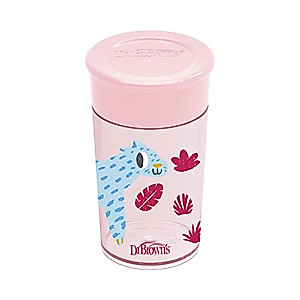 Dr. Brown's Milestones Cheers 360 Cup Spoutless Transition Cup, Travel Friendly & Leak-Free Sippy Cup, Pink Leopard – Red Lemur, 10 oz/300 mL, 2 count (1 pack)