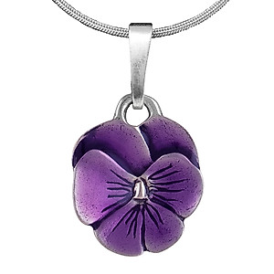 DANFORTH – Purple Pansy Necklace – 18” Snake Chain – Handcrafted Pewter Pansy Flower Pendant – Made In USA