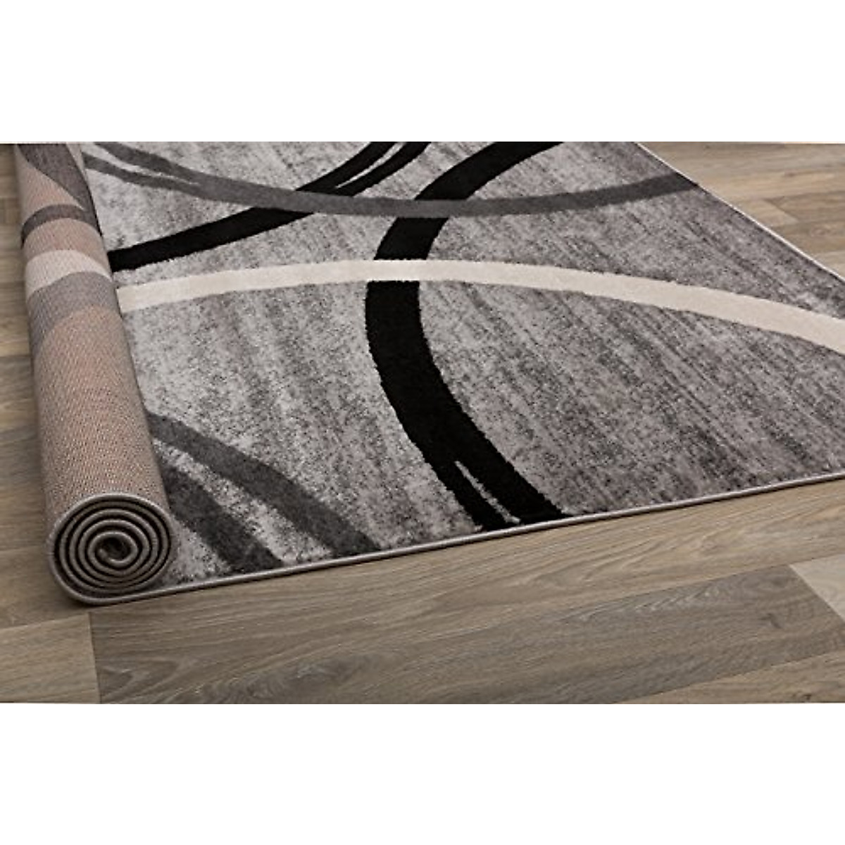 Rugshop Modern Wavy Circles Design Area Rug 5' 3" x 7' 3" Gray