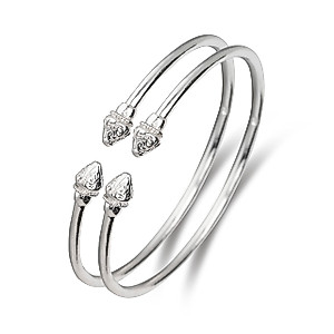 Better Jewelry Elegant Pointed Ends Solid .925 Sterling Silver West Indian Bangles, 1 pair