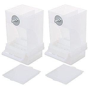 Automatic Bird Feeder, No Parrot Cage Feeder, Acrylic Cage Parakeet Food Container, Transparent Bird Feeders Cage Accessories, 2pcs