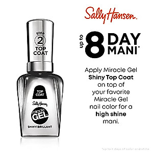 Sally Hansen Miracle Gel Nail Polish Shiny Top Coat, 101 Miracle Gel 3.0 Shiny Top Coat, 0.5 Fl Ounce