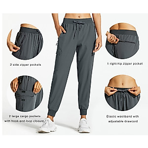 Libin Women's Cargo Joggers Lightweight Quick Dry Hiking Pants Athletic Workout Lounge Casual Outdoor, Steel Gray S