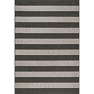 nuLOOM Haylie Chevron Striped Indoor/Outdoor Area Rug, 8' Square, Black