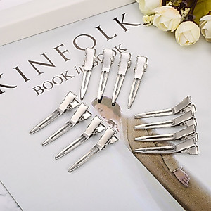 Hicarer 1.75 Inches Single Prong Hair Clips, 50 Pack - Durable Metal Alligator Clips for Dreads Lock Clips, Hair Extensions, Pin Curls, Hair Pins