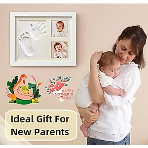 PewinGo Baby Footprint Kit,Baby Clay Hand and Footprint Kit,Newborn Baby Handprint Kit,Baby Keepsake Frames for First Mothers Day Gifts,Personalized Baby Shower Gifts for New Mom,New Parents