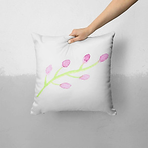 iiRov Pink and Green Olive Branch - Custom Decorative Home Decor Indoor or Outdoor Throw Pillow Cover for Sofa, Bed or Couch Cushion (Pillow CASE Cover ONLY)
