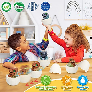 Easter Basket Stuffers Toys Gifts for Toddlers Kids 1, 2, 3, 4, 5+ Year Old, Easter Egg Hunt Dinosaur Car Toy, 4 Pack Press and Go Small Dinos Egg Trucks with Sounds & Lights, Kids Prizes Party Favors