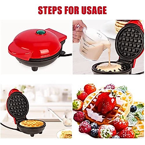 Mini Waffle Maker,Portable Electric Non-Stick Waffle Iron, Round Waffle Maker Grill Machine for Single Waffle, Cookies, Eggs Individual Waffles Anywhere for Breakfast.