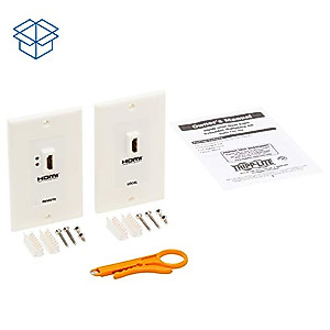 Tripp Lite HDMI over Dual Cat5/Cat6 Extender Wall Plate Kit with Transmitter and Receiver, TAA, 3 Year Warranty (P167-000),Multicolor