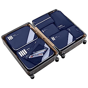 DIMJ Packing Cubes, Durable Packing Cubes for Travel, Lightweight Travel Cubes (Navy Blue, 8 Pack)