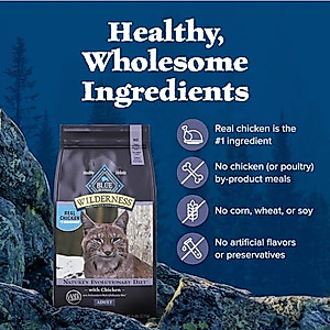 Blue Buffalo Wilderness Nature's Evolutionary Diet High-Protein, Grain-Free Natural Dry Food for Adult Cats, Chicken, 6-lb. Bag