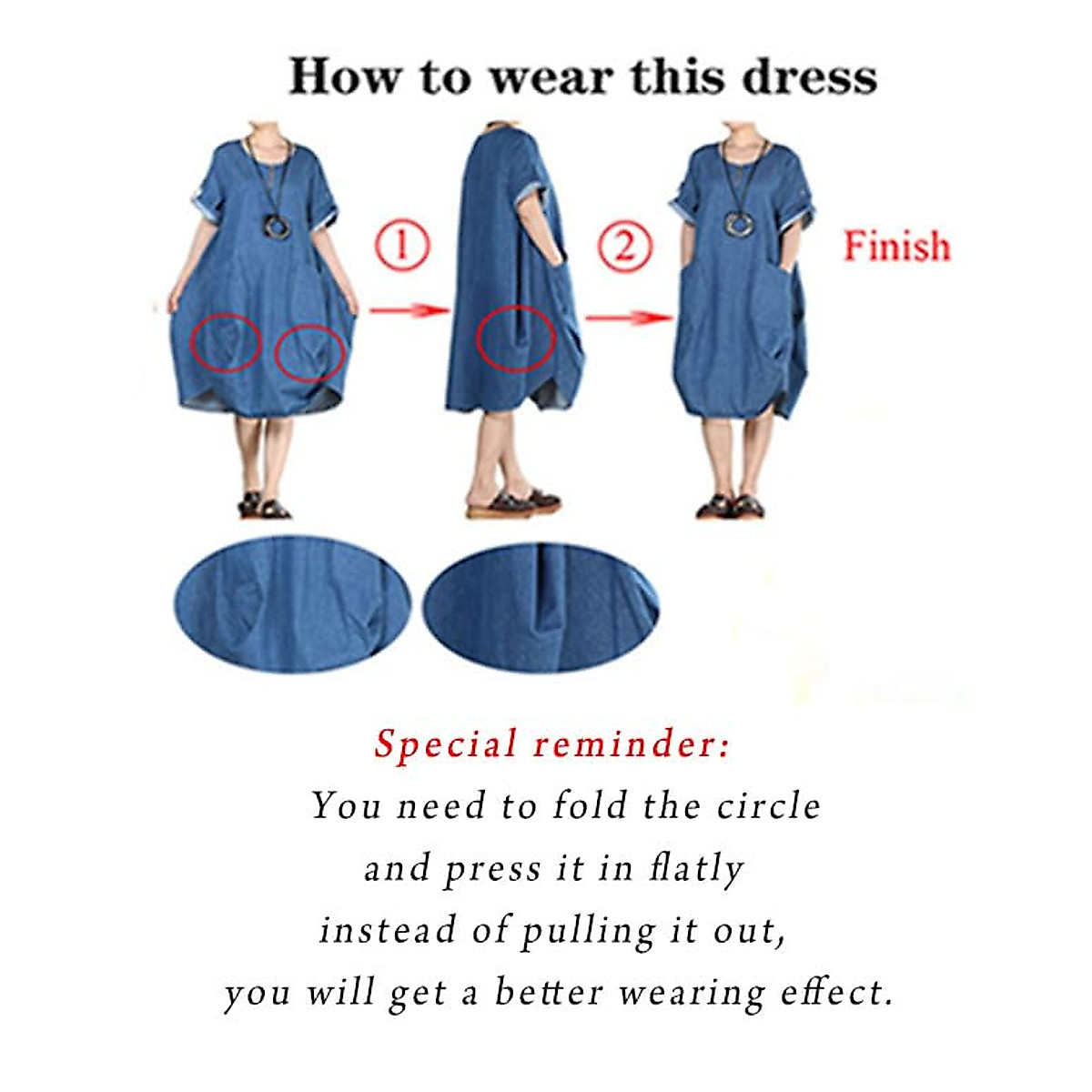 Minibee Women's Ruffle Oversize Casual Midi Dresses with Pockets (3XL, Denim Blue)