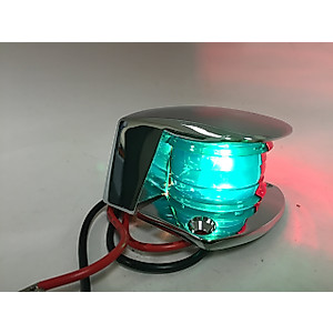 MARINE BOAT NAVIGATION RED GREEN CHROME PLATED HOUSING BI-COLOR BOW LIGHT BULB