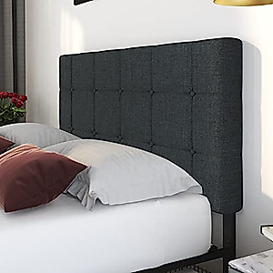 Allewie Upholstered Queen Size Platform Bed Frame with 4 Storage Drawers and Headboard, Square Stitched Button Tufted Mattress Foundation with Wooden Slats Support, No Box Spring Needed, Grey