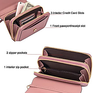 Sanxiner Small Crossbody Bag for Women,Cute Crossbody Purses for Women Phone Purse Wallet with Credit Card Slots (1-Pink)