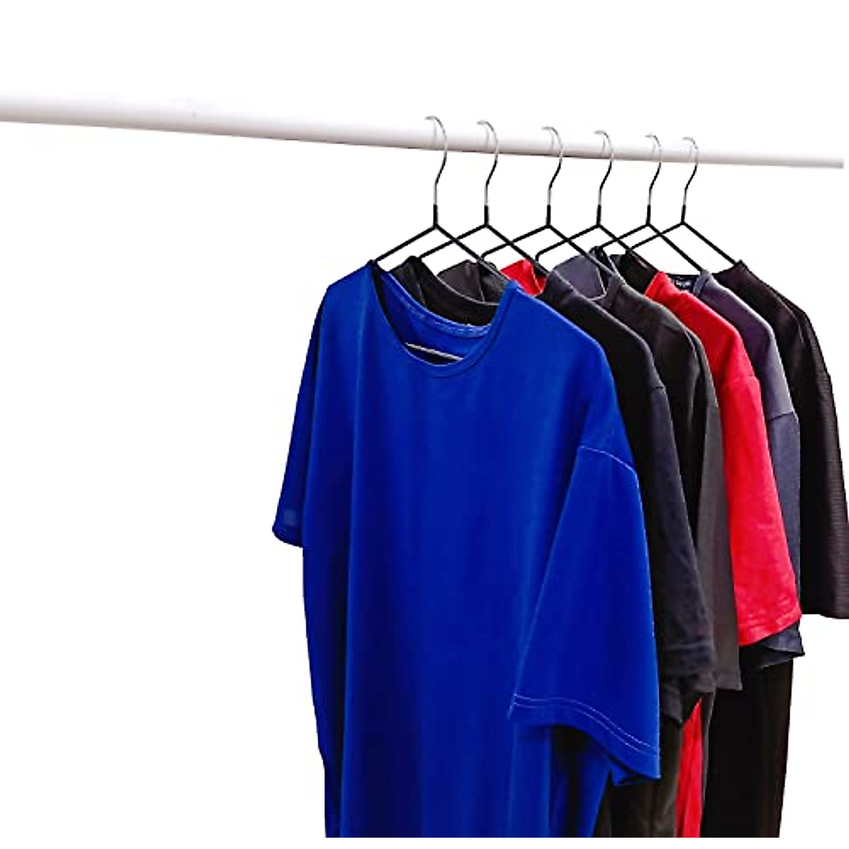 GXLQIJU Clothing Hangers Non-Slip Durable Metal Hanger with Rubber Coating Space-Saving Slim Standard Clothes Hangers for Shirt Skirt Coat (Black, 32pack)