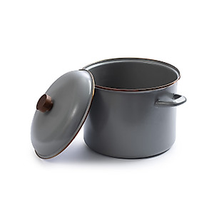 Barebones Enamel Stock Pot - Large Cooking Pot, Soup Pot, and Stock Pot - Enamelware Dishes for Outdoor Cooking (Slate Gray)