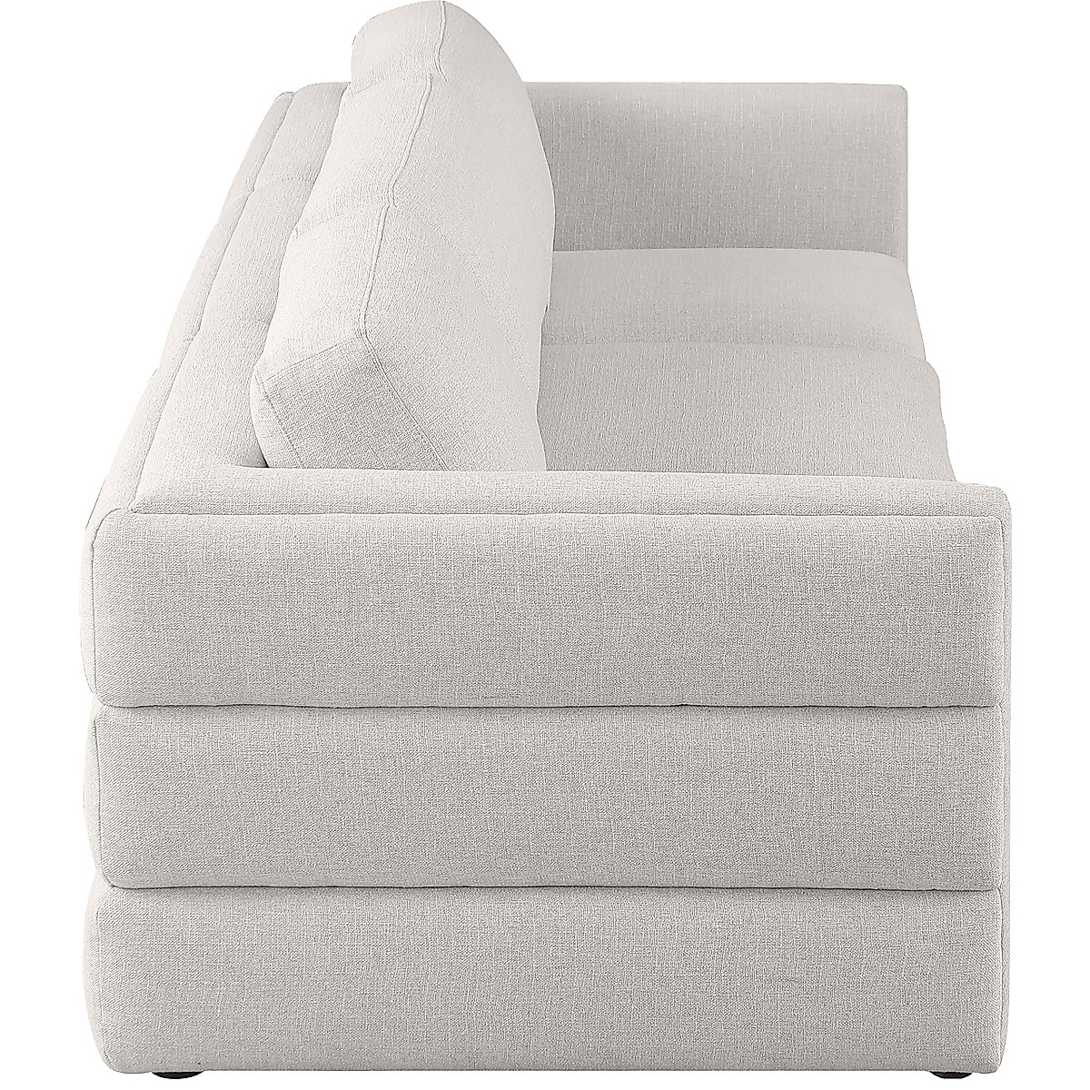 Meridian Furniture Beckham Collection Modern | Contemporary Linen Textured Polyester Modular Sofa, 114" Wide, Beige