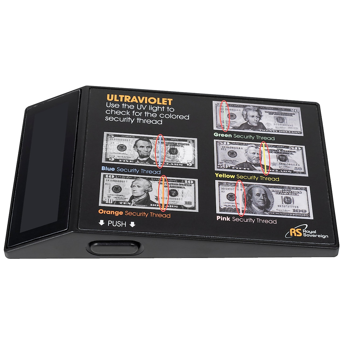 Royal Sovereign Pocket Sized Counterfeit Bill Detector (RCD-UVP), Black