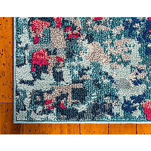 SAFAVIEH Jardin Collection Colorful, Vibrant, Abstract, Modern Area Rug, 5 x 8 ft, Blue/Pink