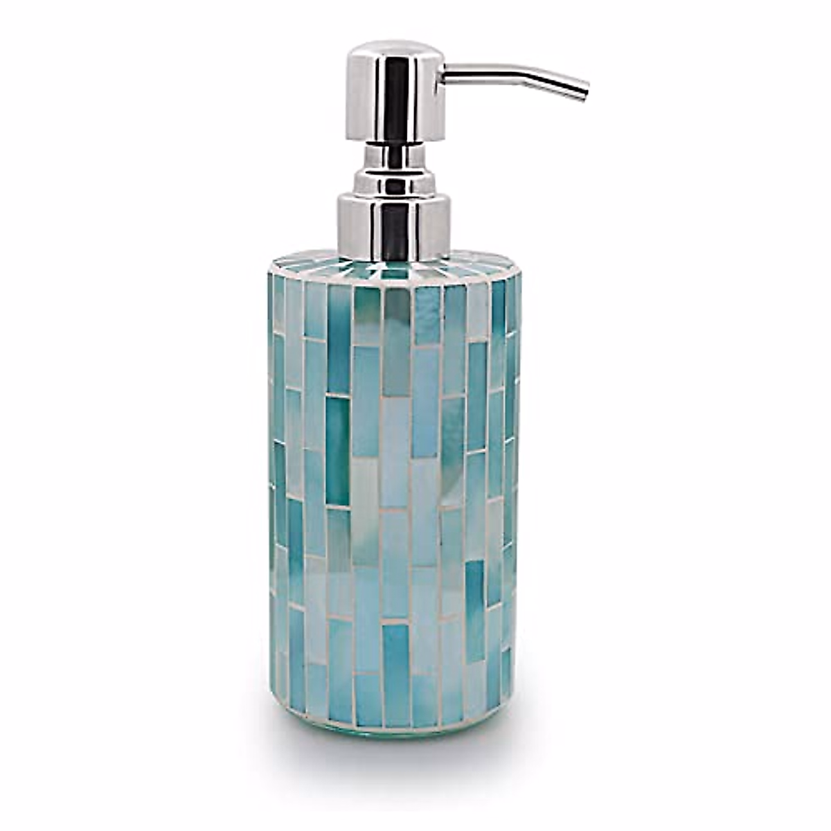 LushAccents Bathroom Accessories Set, 5-Piece Decorative Glass Bathroom Accessories Set, Soap Dispenser, Vanity Tray, Jar, Toothbrush Holder, Tumbler, Elegant Green Mosaic Glass