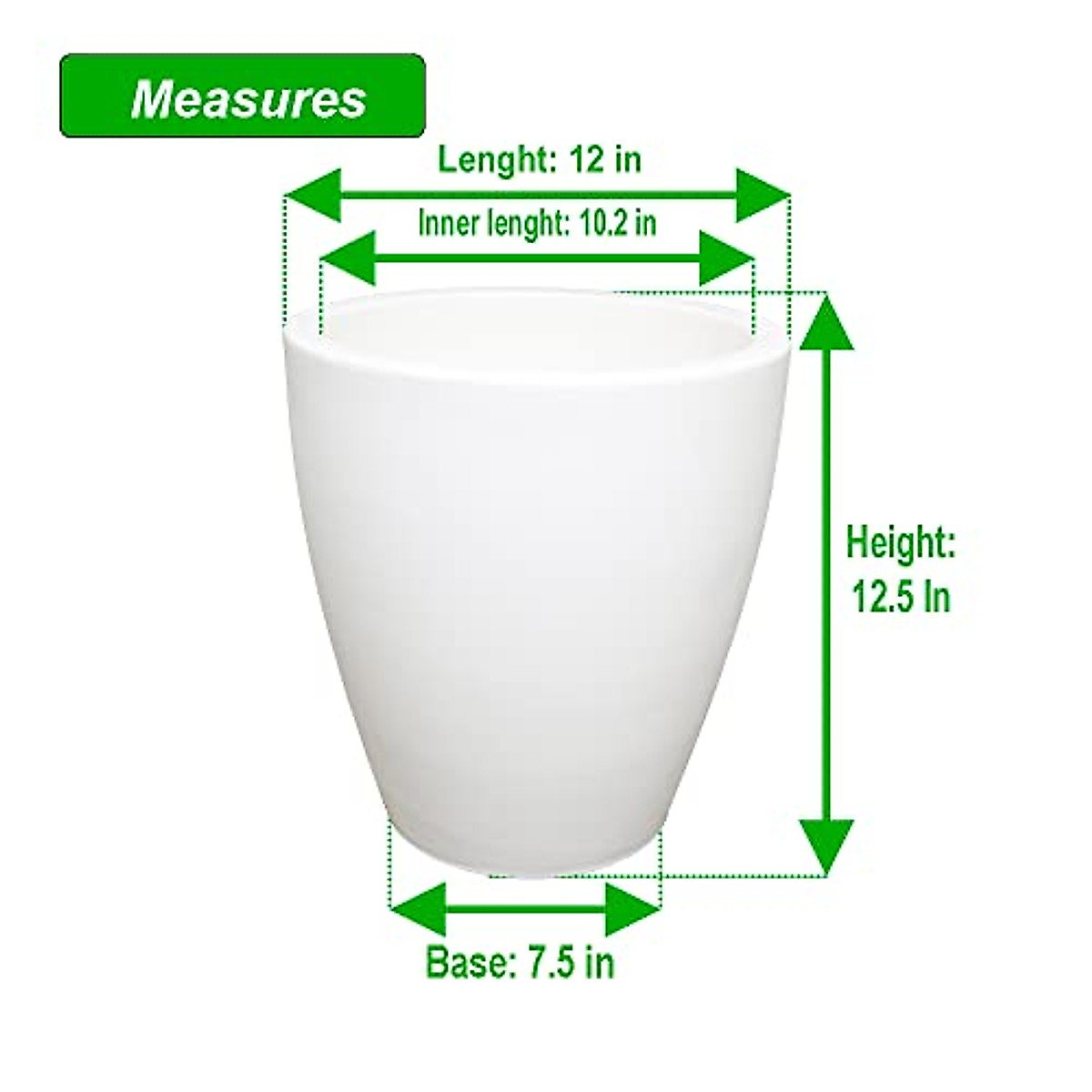 Elly Décor 12 inch Garden Planter Pot with Drainage, Large Round Modern, Lightweight & Extremely Durable | for Patio Deck Indoor Outdoor Flower | 12" x 12" White