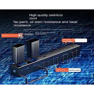 Anditribo 20-Inch Kitchen Organizer - Stainless Steel Non-Hole Hooks,storage Organizer flatware Wall Mounted for Knives, Spoons, Forks Utensil racks