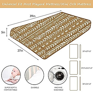 2 Pack Floral Jersey Knit Changing Pad Covers and Pack N Play Sheets, Soft and Comfortable, Retro Brown Flower