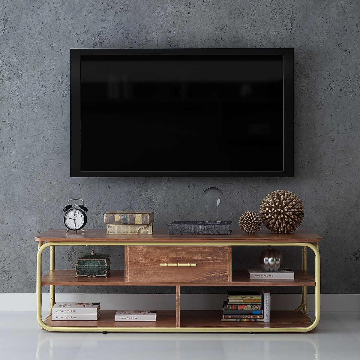 Annivia Television Stands TV Console Table with 4 Storage Shelves & Drawer -Universal TV Stand Media Cabinet for Flat Screen TV, Coffee Table Home Entertainment Center for Living Room, Office,Rosewood