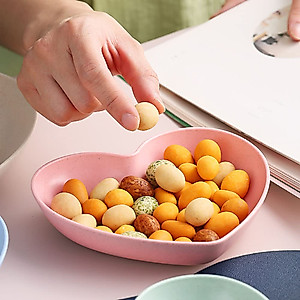 Golandstar 10pcs Heart Shaped Dinner Plates Dinnerware Dishes Set 6 Inch Food Plate Saucers Tray Fruits Snack Bowls BPA Free (Pink)