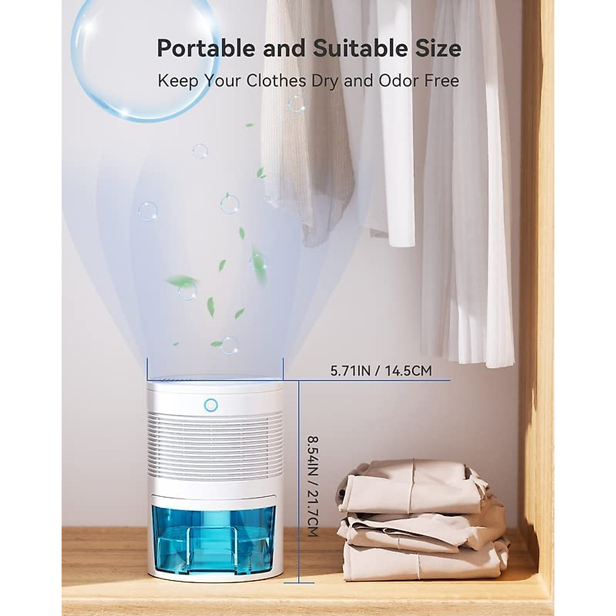 Dehumidifier - 27 oz(800ml) Small Dehumidifiers for Home Bedroom Bathroom Basements Closet RV Room, 2200 Cubic Feet Full Auto-Off Portable Electric Mini Dehumidifier for Space Up to 190 sq ft