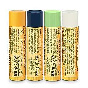 Burt’s Bees Holiday Gift, 4 Lip Balm Stocking Stuffer Products, Beeswax Bounty Assorted Set - Original Beeswax, Vanilla Bean, Cucumber Mint & Coconut Pear (Old Verison)