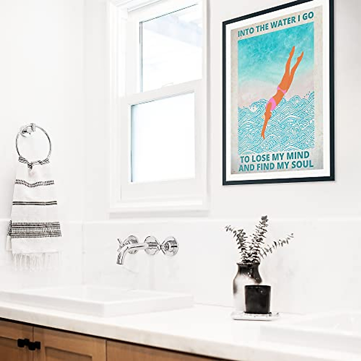 Roxbury Row Beach Room Decor | Woman Diving - Beach Wall Decor, Beach Wall Art, Beach House Decor, Beach House Poster, | Summer Gifts for Women, Beach Gifts for Women (12x16 Unframed)