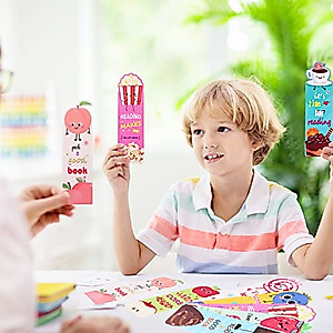 craftshou 120 Pcs Fruit Scented Bookmarks for Kids Scratch and Sniff Bookmark Fun Bookmarks 15 Styles Fruit Snack Pattern Bookmarks for Girls Boys Supplies