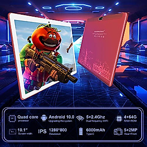 DUODUOGO Android Tablet 10 inch, Newest 5G Dual WiFi Tablet Computer with 4GB RAM + 64GB ROM + 128GB Expand Storage, Quad-Core, HD IPS Display, Daul Camera, 6000mAh Battery, Bluetooth, GPS (DGO-S5E)