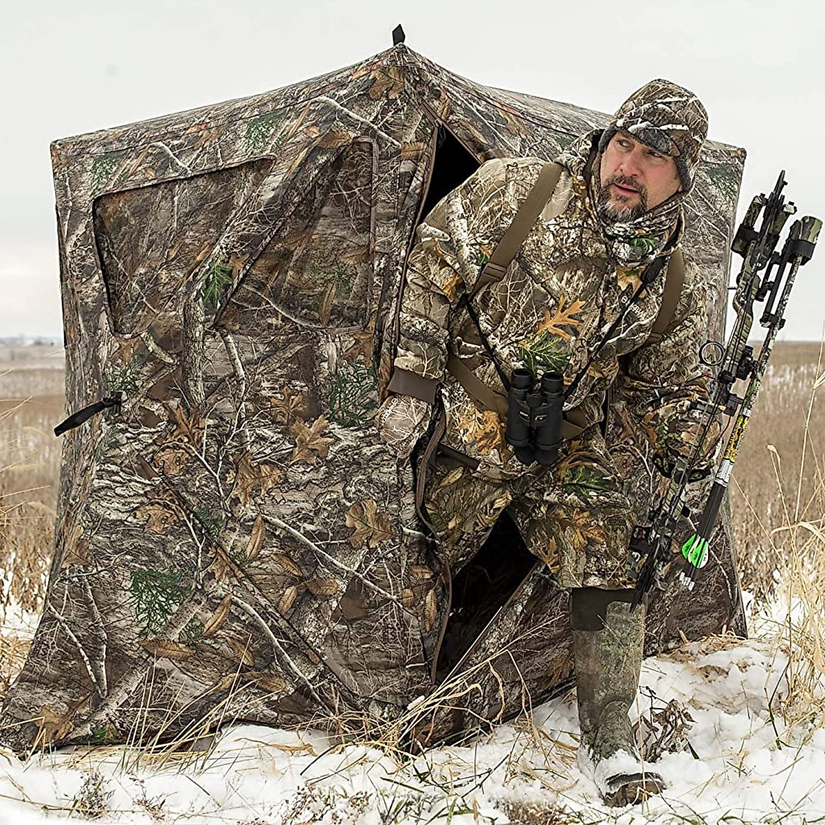 Ameristep Caretaker Kick Out Pop-Up Ground Blind, Premium Hunting Blind, Realtree Edge Camo, One Size