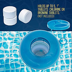 U.S. Pool Supply Pool & Spa Floating Chlorine & Bromine 1" Tablet Chemical Dispenser, 5" Diameter, Collapsible Floater