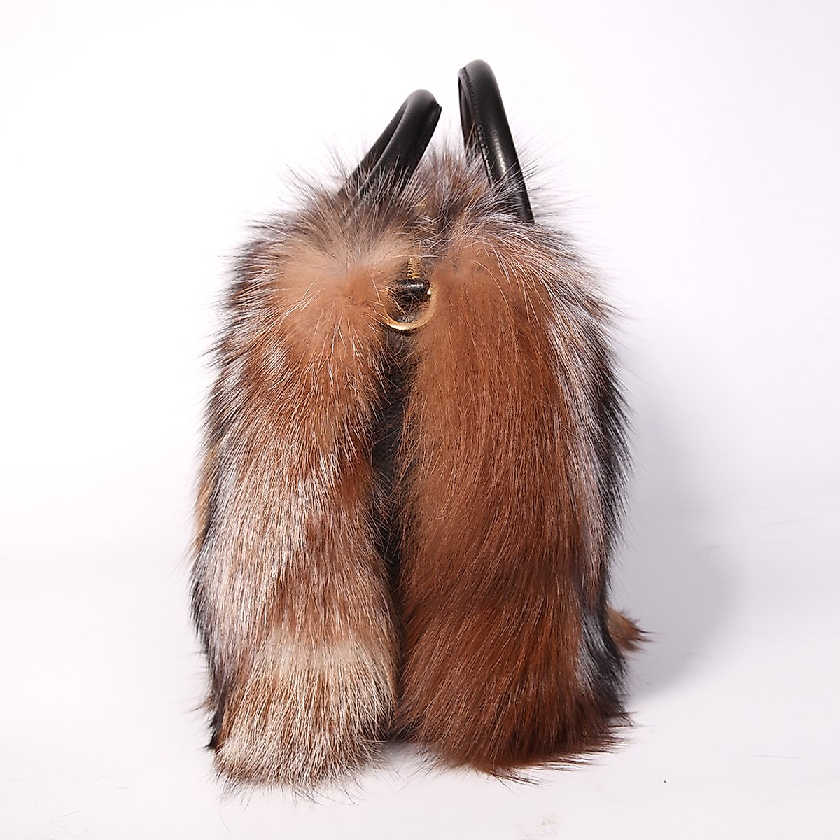 URSFUR Women's Winter Handbag Real Fox Stachel Bag Purse