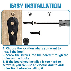 hoeslaw 20PCS Wall Mount Coat Hooks, Metal Heavy Duty Hanger with 40PCS Screws, Rustproof Wall Mout Hook for Hanging Towel Robe Bag Cup Bathroom Bedroom Kitchen Living Room Hotel Garage Pool (Black)