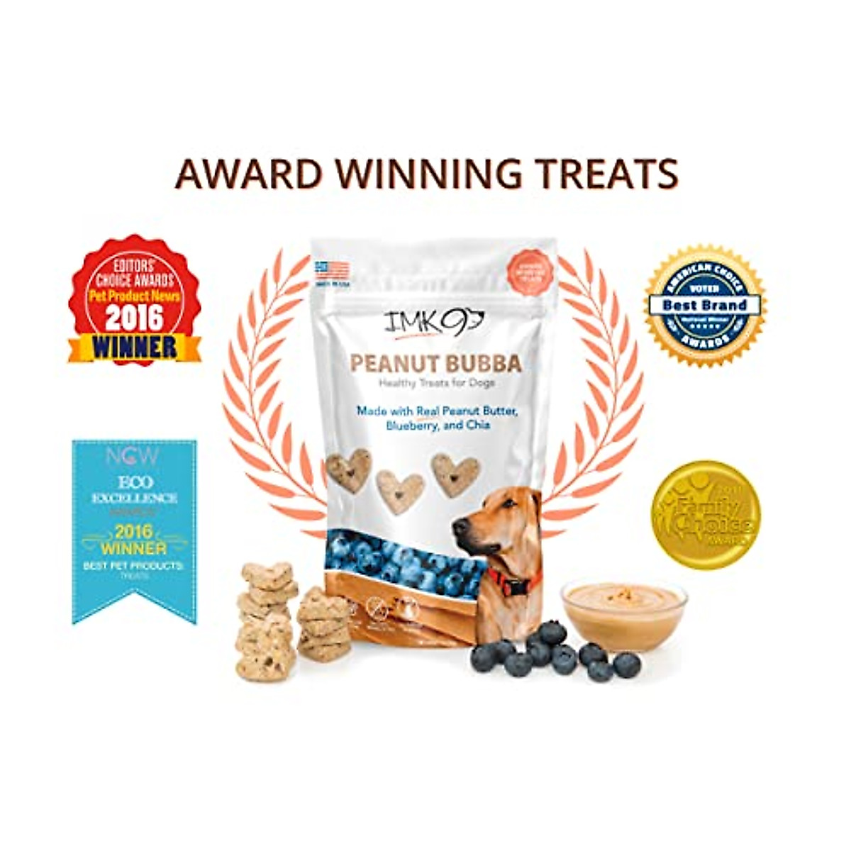 All Natural Puppy Peanut Butter Training Treats - Low Calorie Dog Treats – Low Fat Diet for Pets - Vegetarian, Baked, Crunchy Biscuits - Heart Shaped, Healthy Fiber, No Grain-Gluten, Made in USA