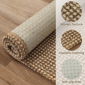 EARTHALL Boho Area Rug 2x3 Ft Washable Rugs for Entryway Braided Throw Rugs with Rubber Backing Door Mat Indoor Outdoor Entrance Small Cotton Woven Carpet for Kitchen Foyer Front Door, Tan/Brown