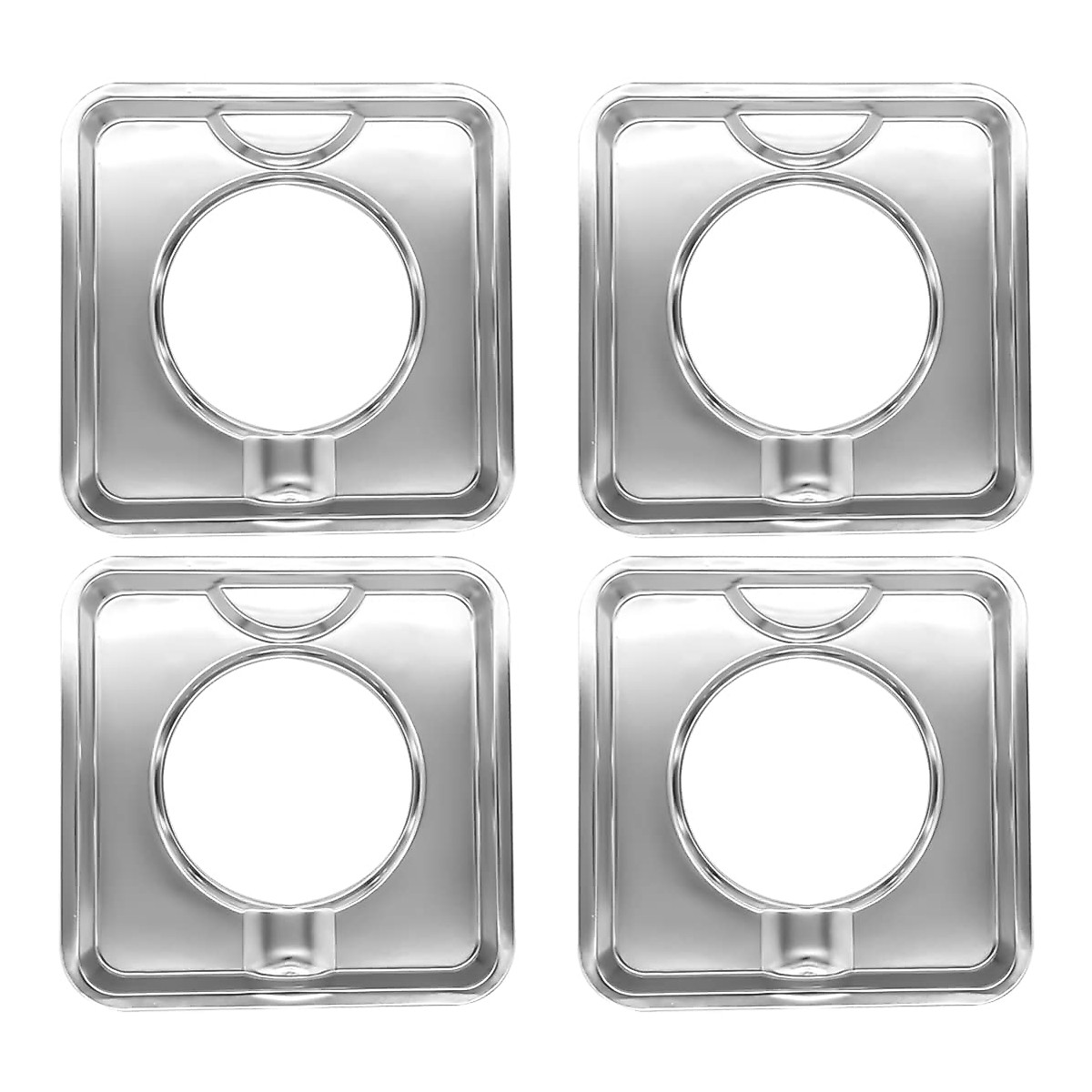Amazinpure SGP-400 4 Pack Replacement Chrome Square 7.75" x 7.75" Gas Range Drip Pan Replaces 786333 PS11744751 WP786333 AP6011553