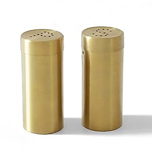 2Pcs Stainl Steel Salt Pepper Salt Pepper Shakers Coarsen - Gold, 8.8X3.8cm
