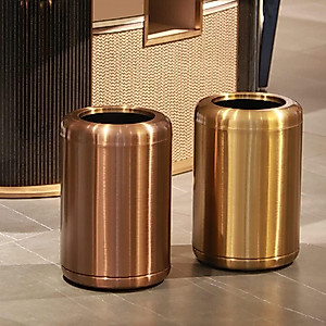 YOJIA 8l/2.11gallons Small Gold Bathroom Trash Can,Brushed Gold Garbage Can，Brass Gold Trash Can for Bathroom,Bedroom,Hotel,Dressing Room,Rv,Store (235 Gold)