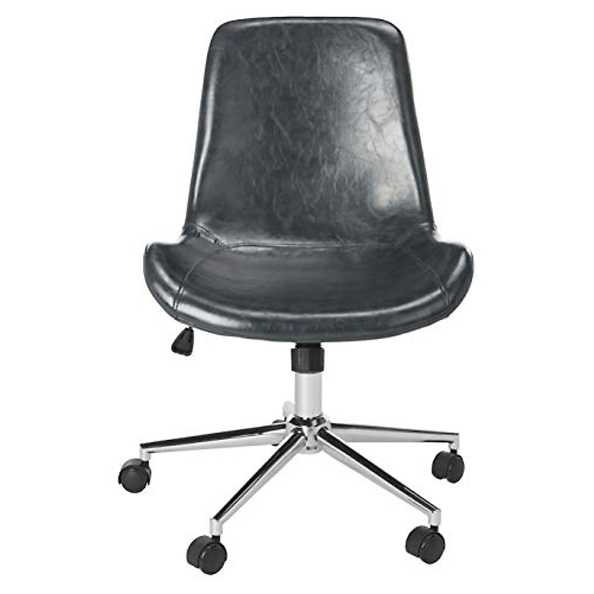 SAFAVIEH Home Collection Fletcher Dark Grey Faux Leather/ Chrome Swivel Adjustable Height Office Desk Chair
