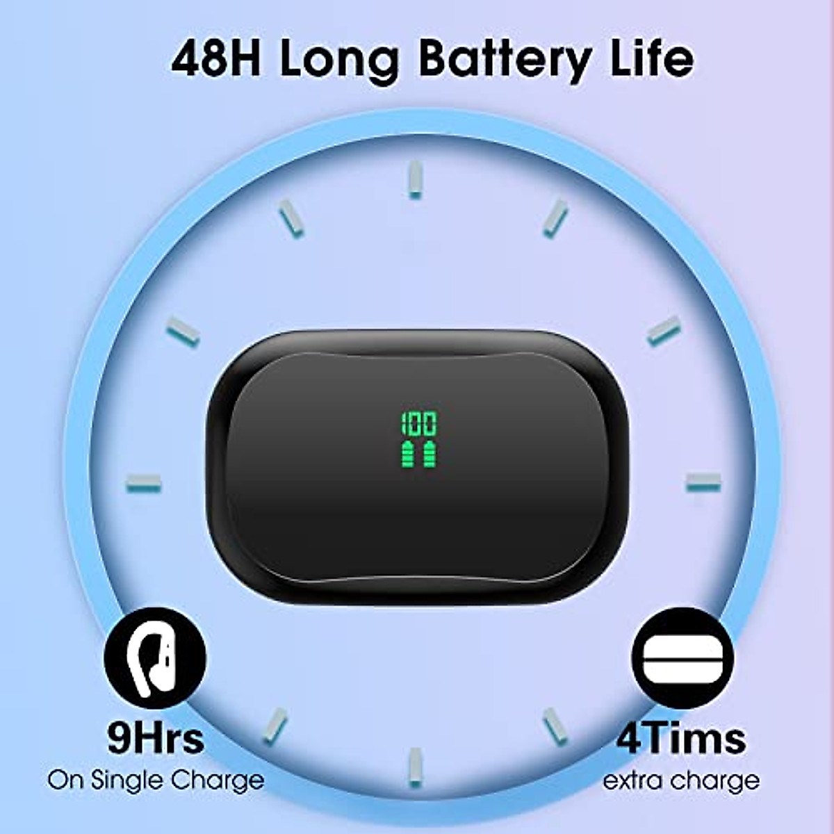 Wireless Earbuds, Sports Bluetooth Headphones with Earhooks, 4-Mics Clear Call,48Hrs Playtime,IPX7 Waterproof,LED Display,Support low latency mode, for Sports Running Workout Gaming(Upgrade for 2023）